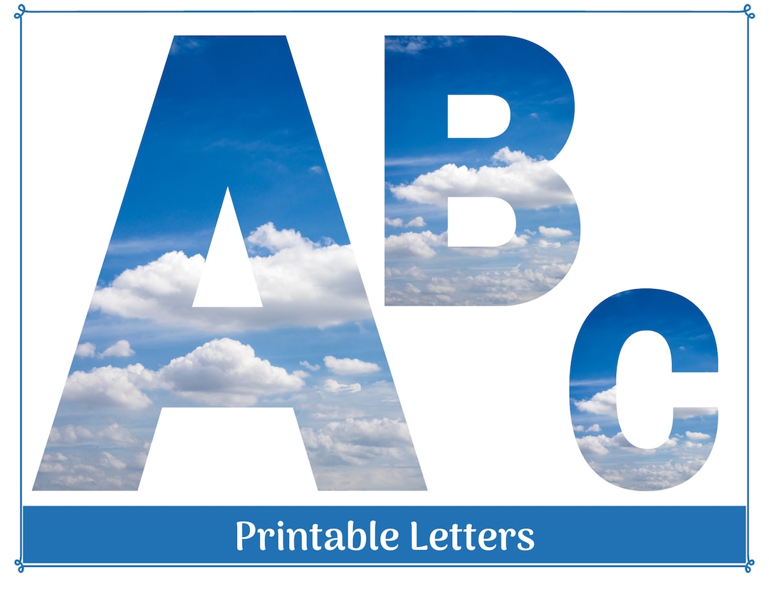 Clouds and Sky Alphabet | Uppercase A-Z, Numbers 0-9 | Weather Banner ...