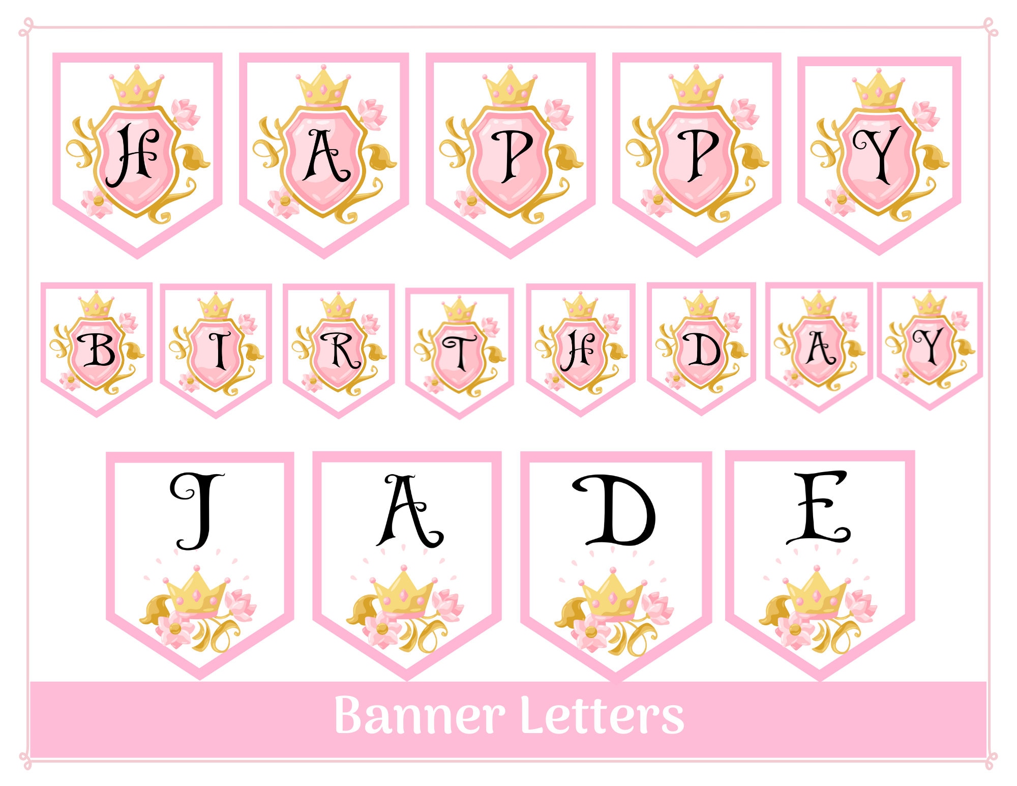 Printable Princess Birthday Banner