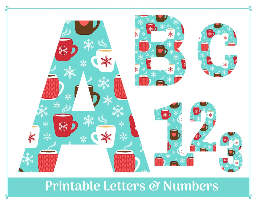 Hot Cocoa Alphabet Clip Art Letters A-Z and Numbers 0-9 | Winter Banner ...