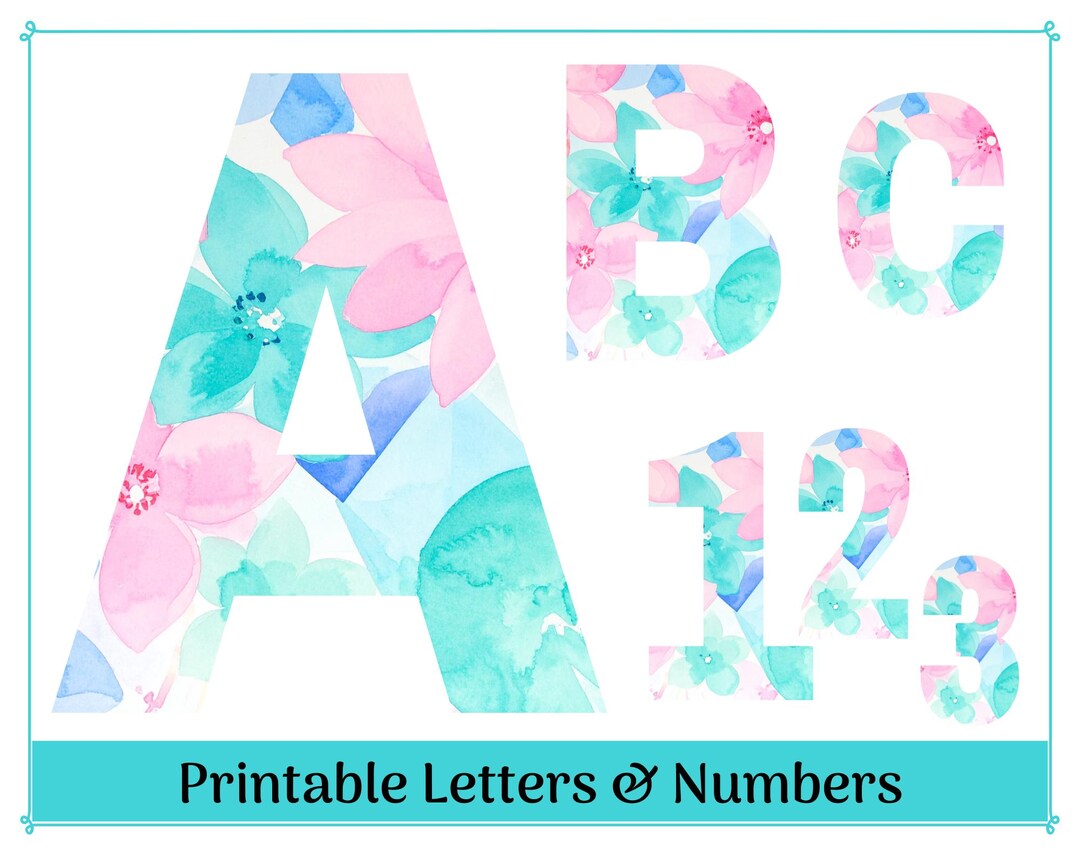 Tropical Floral Preppy Alphabet & Number Clip Art | Uppercase Letters A ...