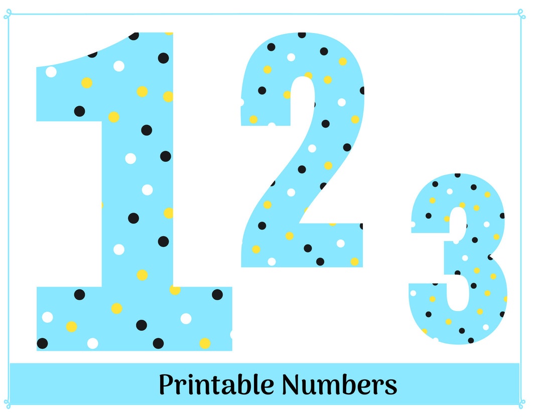 Blue Yellow Polka Dot Numbers 0-9 Clip Art Printable & - Etsy