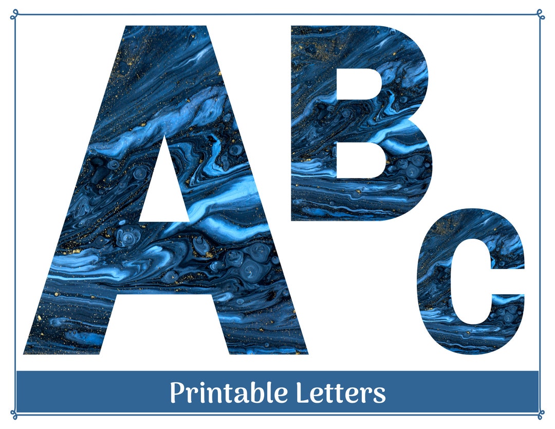 Blue Marble Alphabet Letters A-Z, Numbers 0-9 Clip Art, Printable ...