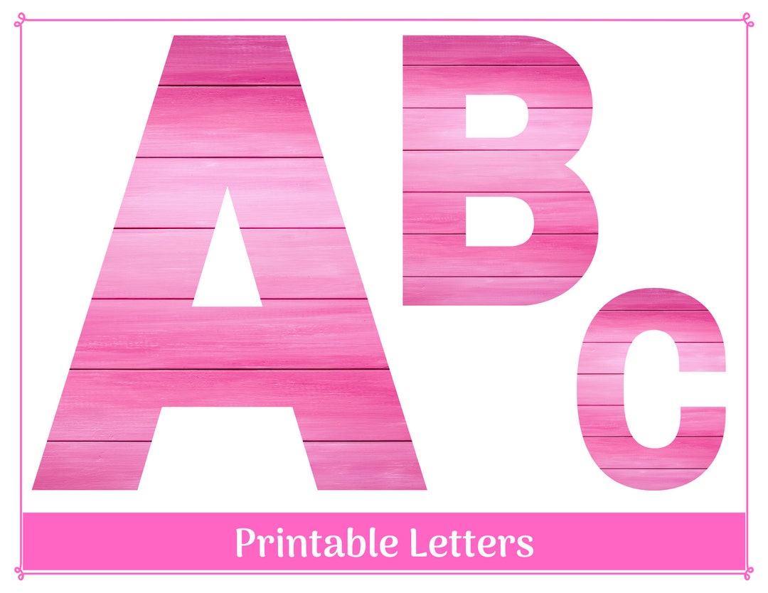 Pink Wood Alphabet Letter A-Z, Numbers 0-9 | Banner, Bulletin Board ...