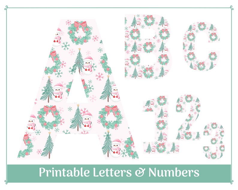 Christmas Alphabet and Numbers Clip Art: Winter Bulletin Board (digital ...
