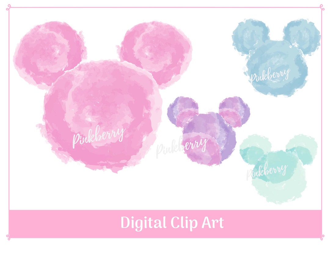 Pastel Mickey and Minnie Watercolor Clip Art (digital Download) - Etsy