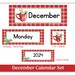 December Plaid Classroom Calendar Set (digital Download) - Etsy
