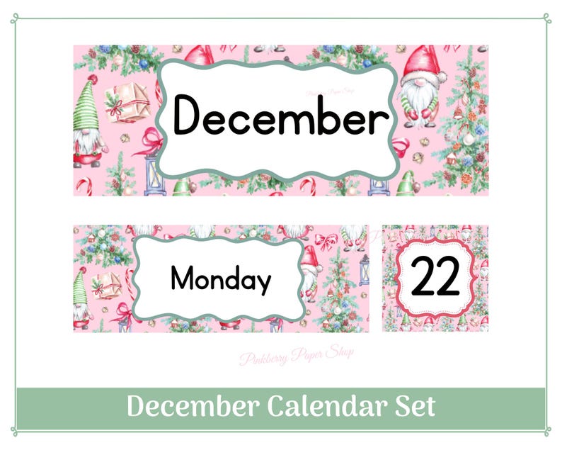 December Classroom Calendar: Plaid Headers and Numbers (digital File ...