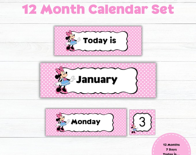 Pink and White Polka Dot (minnie Inspired) Calendar Set | Printable ...