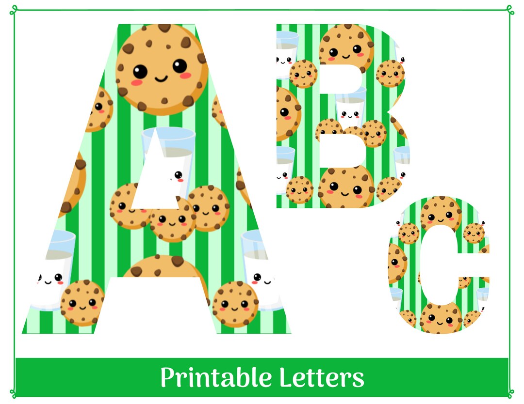 Cookies and Milk Alphabet Clip Art Letters A-Z, Numbers 0-9 | Cookie ...