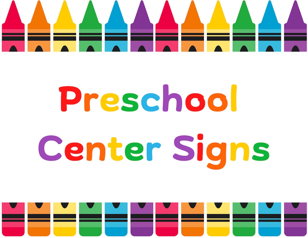 Rainbow Crayon Preschool Center Signs | Set of 15 Printable Classroom ...