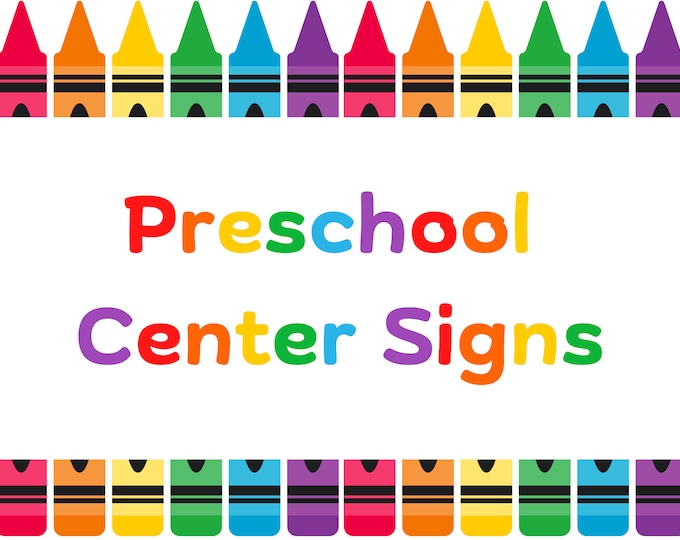 Rainbow Crayon Preschool Center Signs | Set of 15 Printable Classroom ...