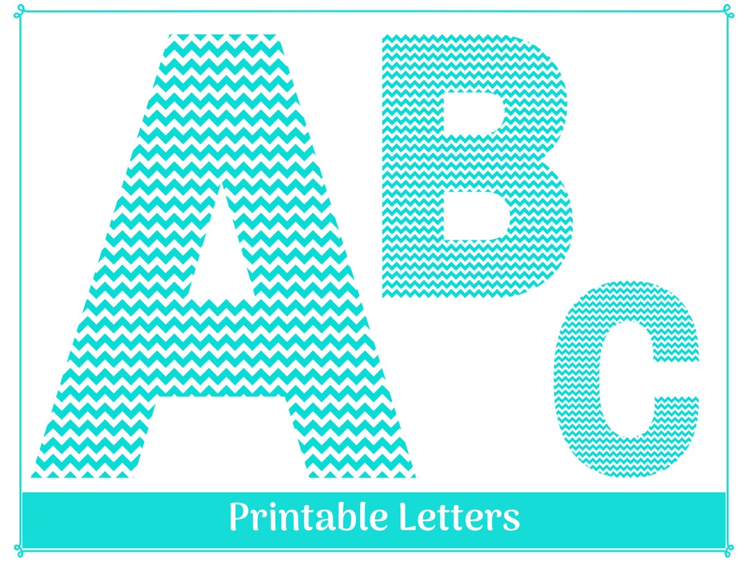 Aqua Chevron Alphabet Clip Art: Printable Letters & Numbers (digital ...