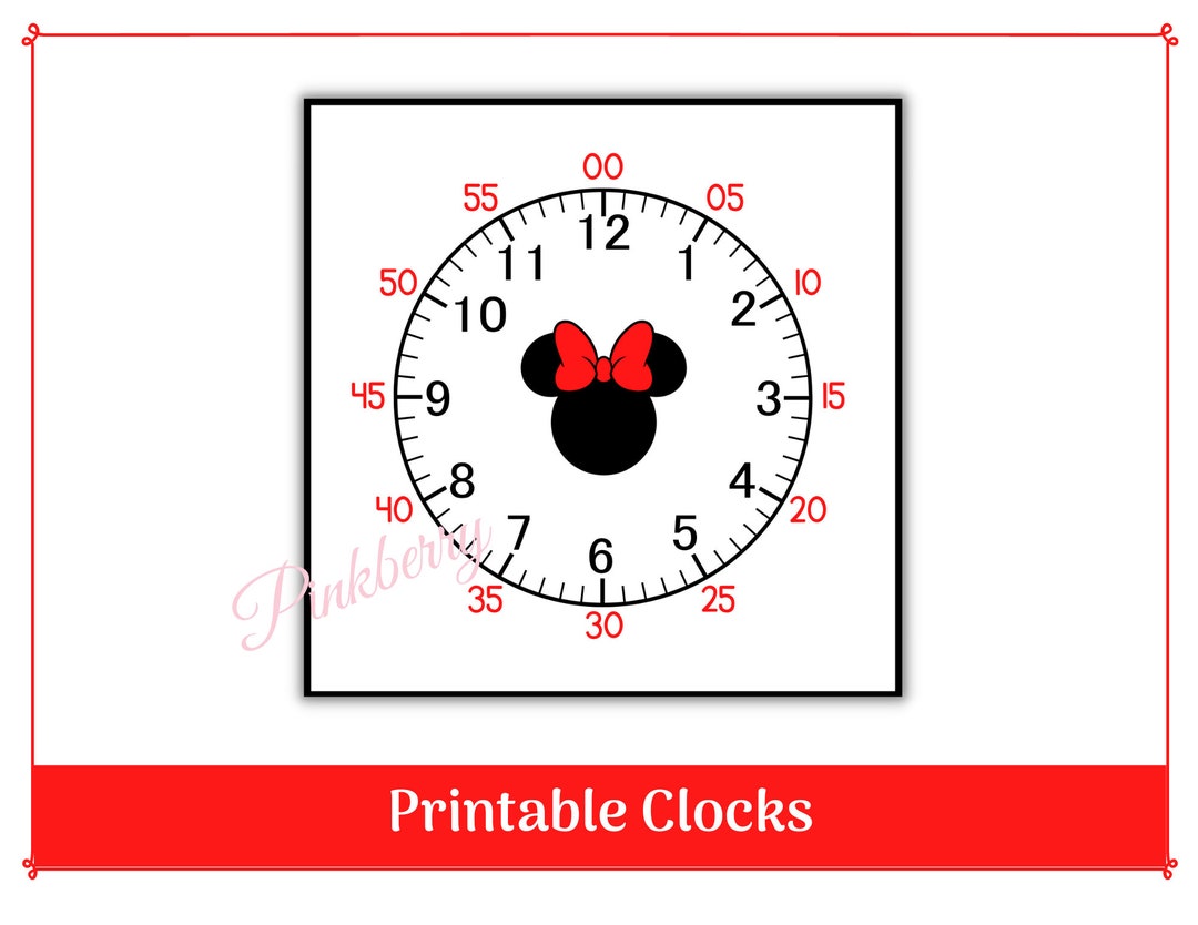 Minnie Inspired Classroom Clock | Printable Clock | Digital Math ...