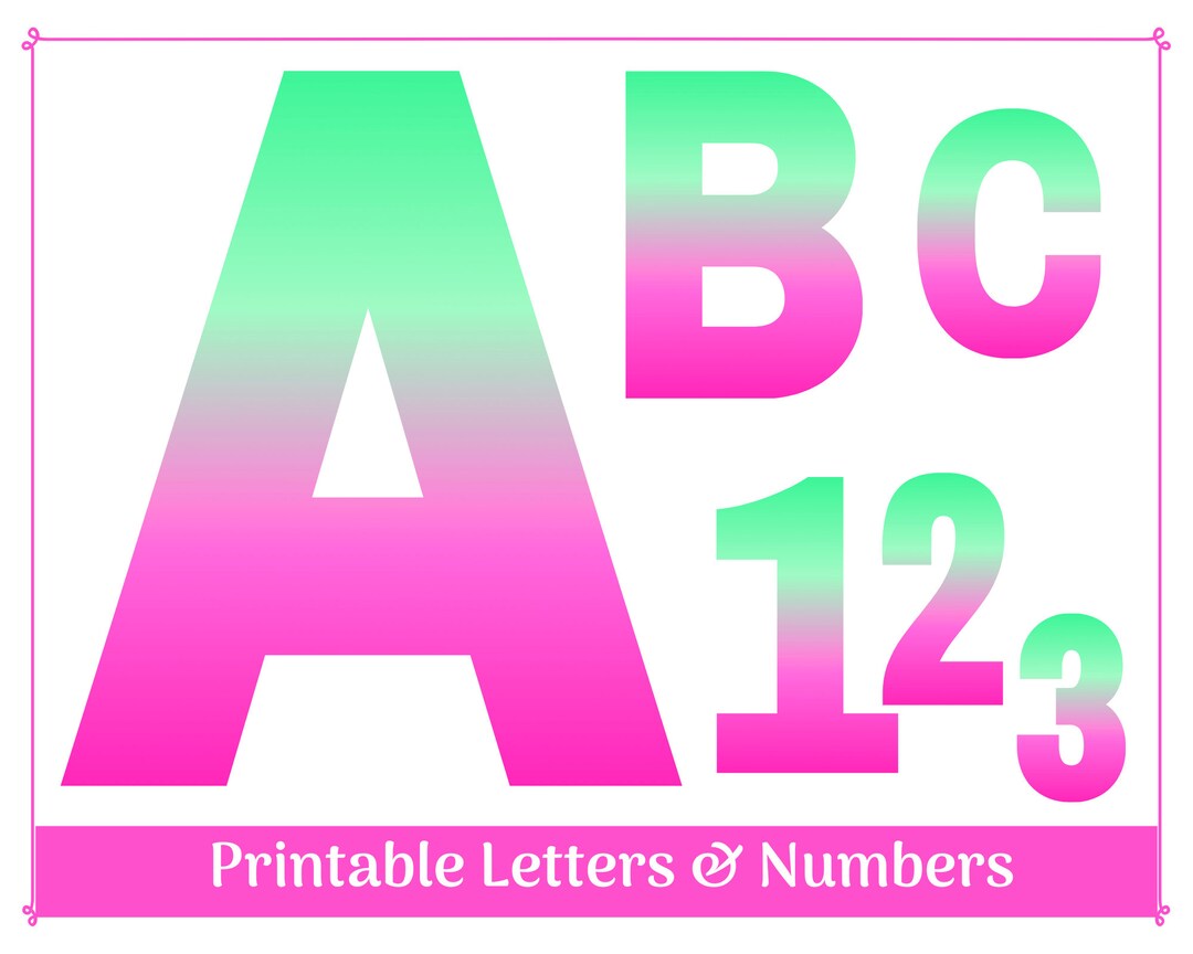 Pink and Lime Ombre Alphabet Letters & Numbers| DIY Banner - Classroom ...
