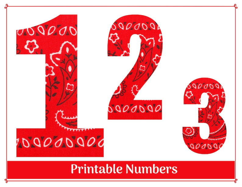 Red Bandana Alphabet Letters and Numbers | Printable & Resizable Clip ...