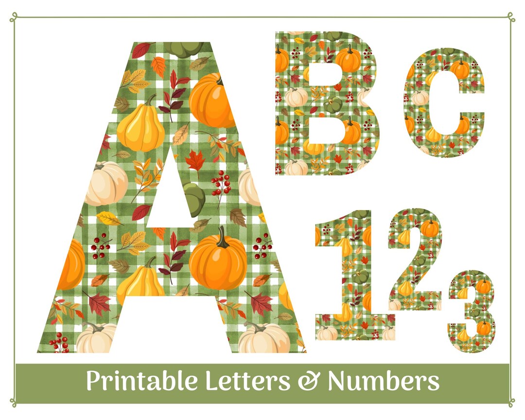 Fall Pumpkins and Leaves Alphabet Letters & Numbers Clip Art | Fall ...