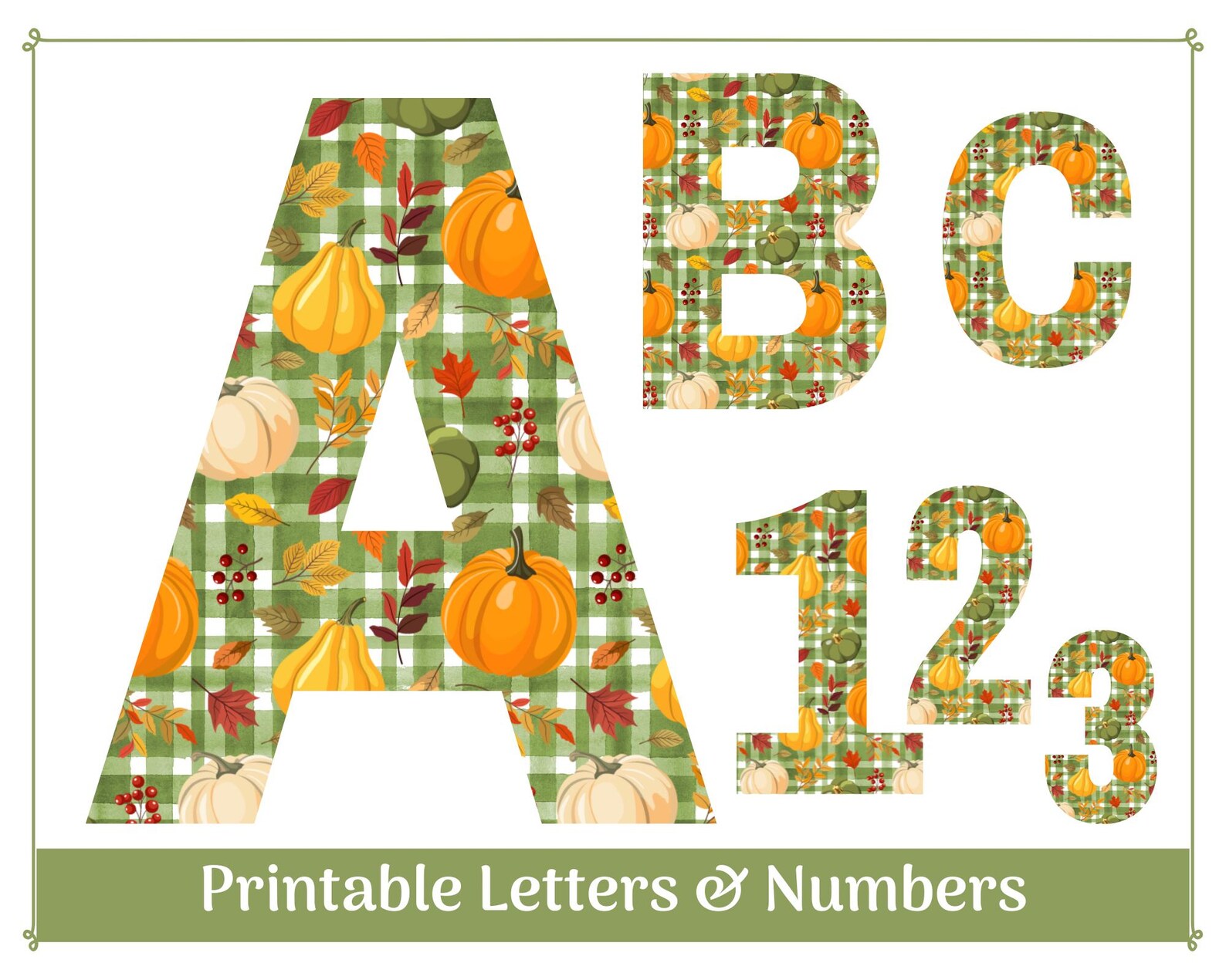Fall Pumpkin Leaves Clip Art: Alphabet & Numbers (instant Download) - Etsy