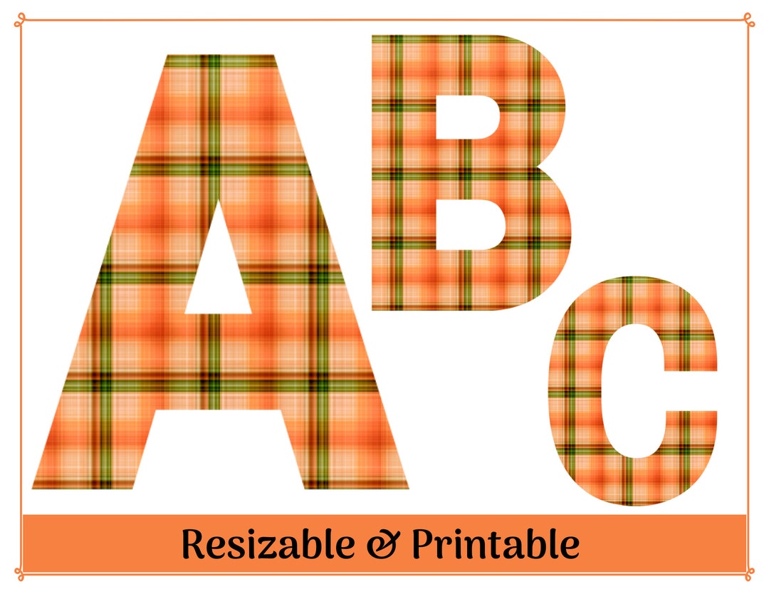 Orange and Green Fall Plaid Alphabet Clip Art | Printable and Resizable ...