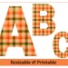 Orange and Green Fall Plaid Alphabet Clip Art | Printable and Resizable ...