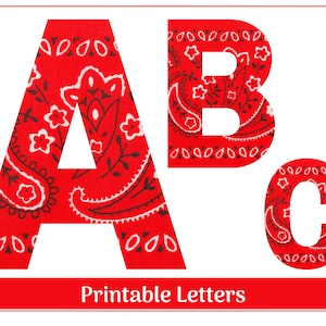 Red Bandana Alphabet Letters and Numbers | Printable & Resizable Clip ...