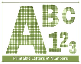 Fall Green Plaid Alphabet and Numbers Clip Art (instant Download) - Etsy