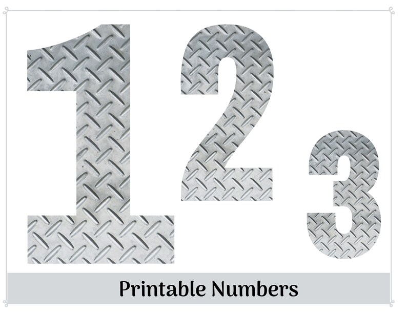 Metal Alphabet Clip Art Letters A-Z & Numbers 0-9 | Printable Banner ...