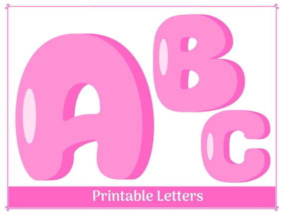 Pink Alphabet Clip Art Bubble Letters A-Z Printable & | Etsy