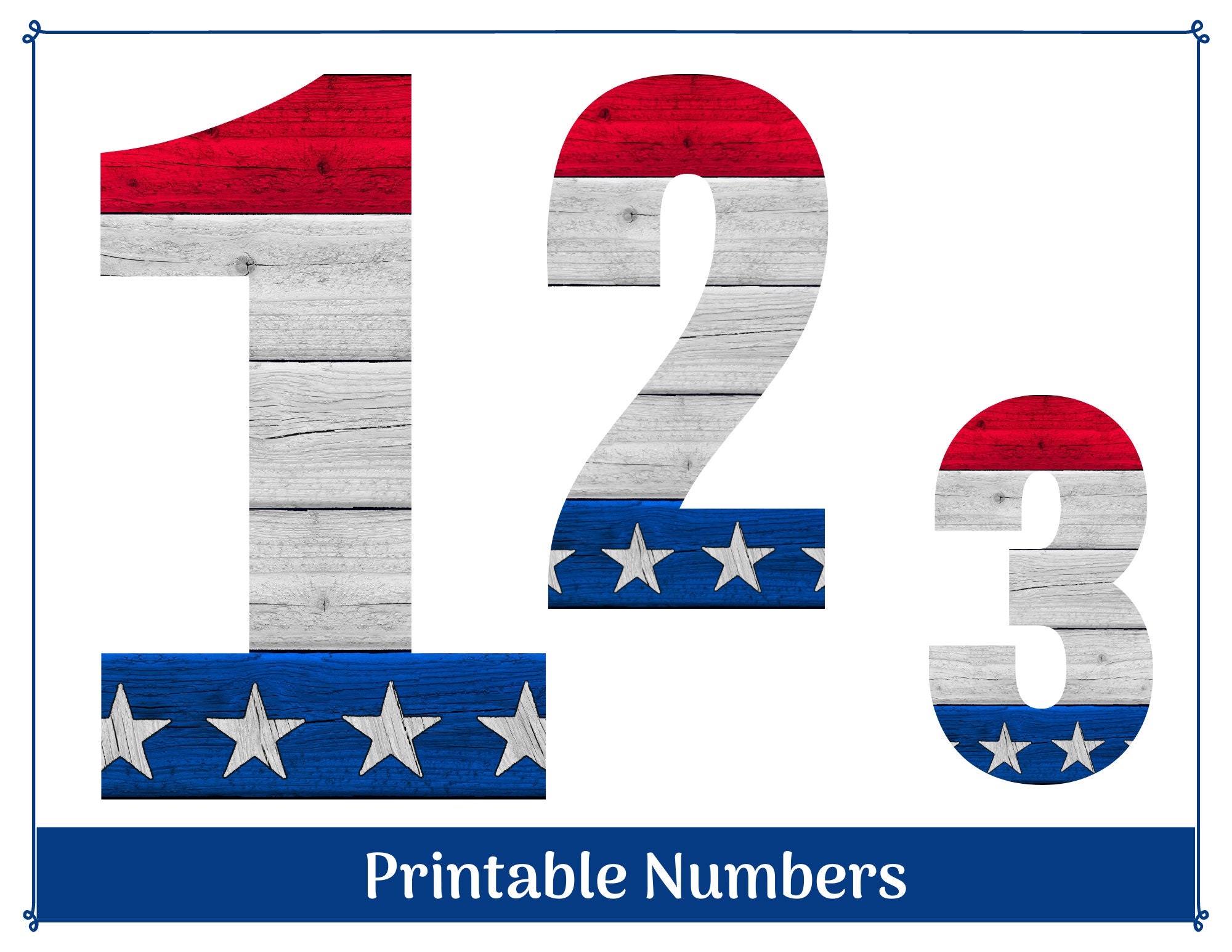 Patriotic Wood Alphabet & Number Clip Art: 4th of July Banner (digital ...