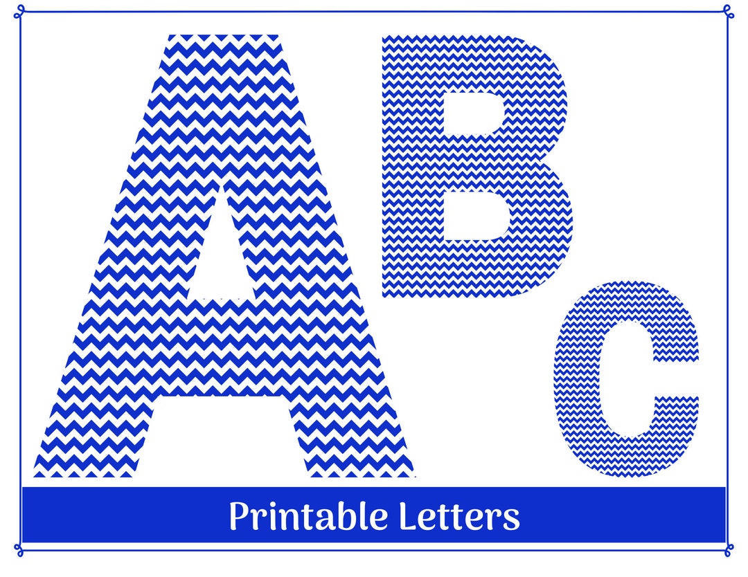 Blue Chevron Alphabet Letter and Number Clip Art | Printable Uppercase ...