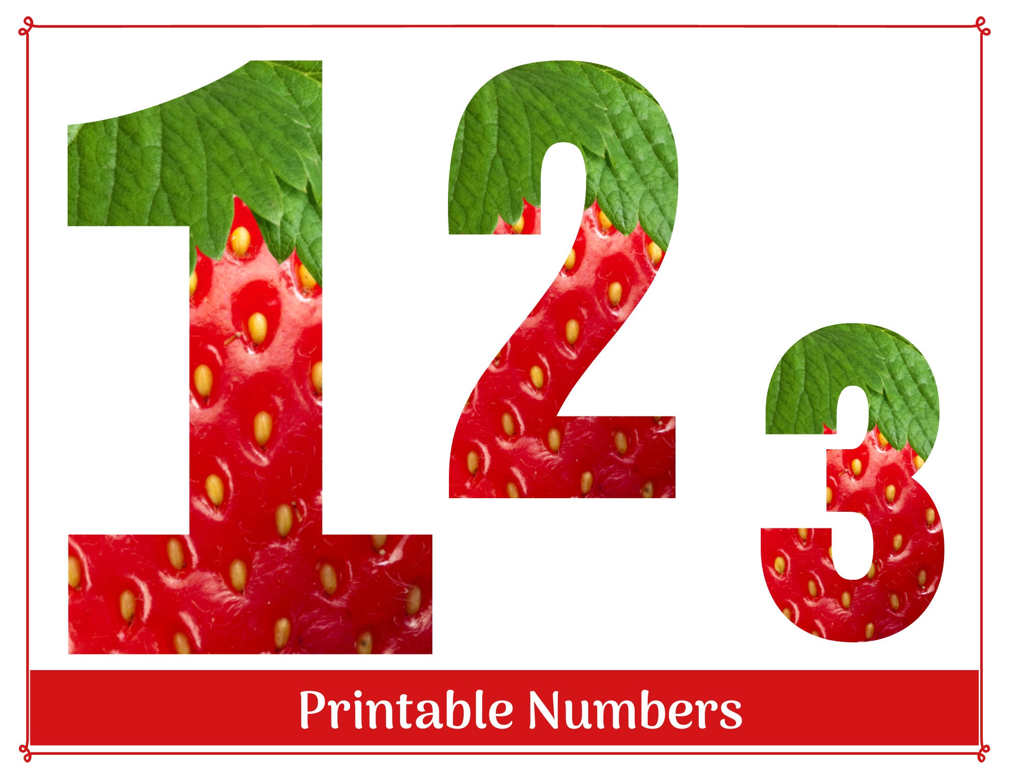 Strawberry Alphabet Clip Art: Printable Letters & Numbers (A-Z, 0-9 ...