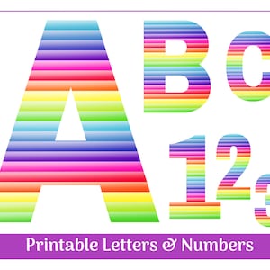 Rainbow Stripe Alphabet Letters A-Z, Numbers 0-9 | Banner, Bulletin ...