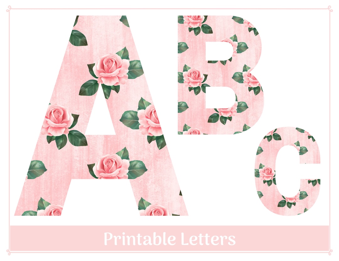 Pink Rose Alphabet Letters A-Z, Numbers 0-9 | Printable Clip Art ...