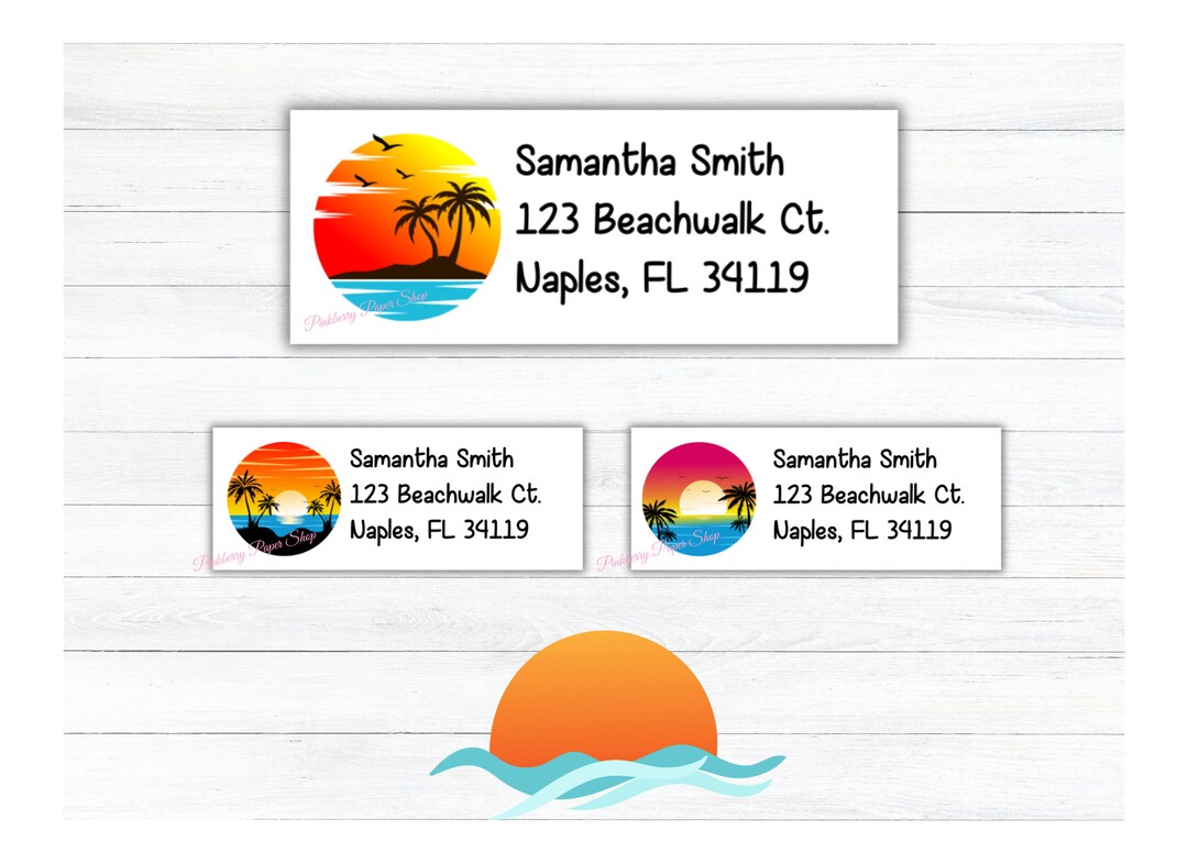 Beach Sunset Return Address Label Bundle | DIY Printable Labels ...