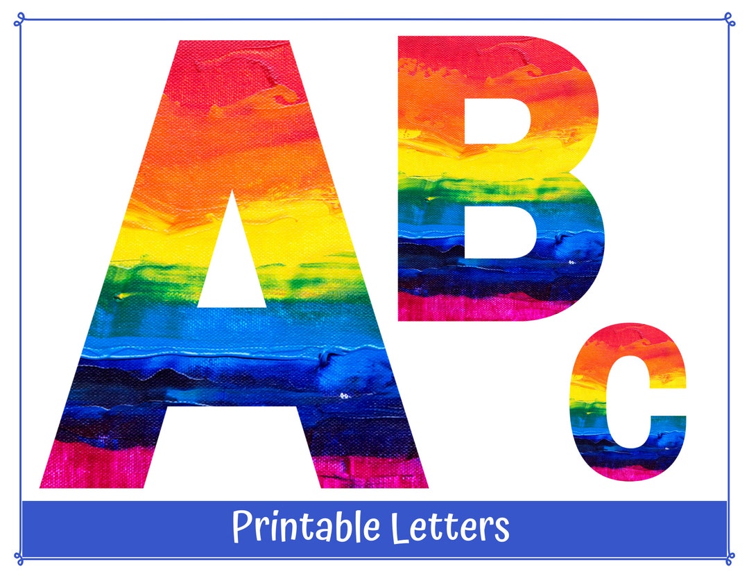 Rainbow Paint Canvas Alphabet Letters A-Z, Numbers 0-9 | Banner ...