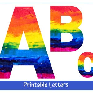 Rainbow Paint Canvas Alphabet Letters A-Z, Numbers 0-9 | Banner ...