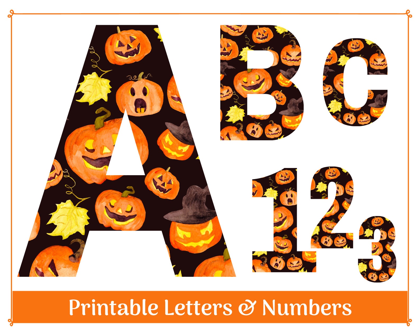 Halloween Alphabet Letters and Numbers Clip Art Printable & Resizable ...