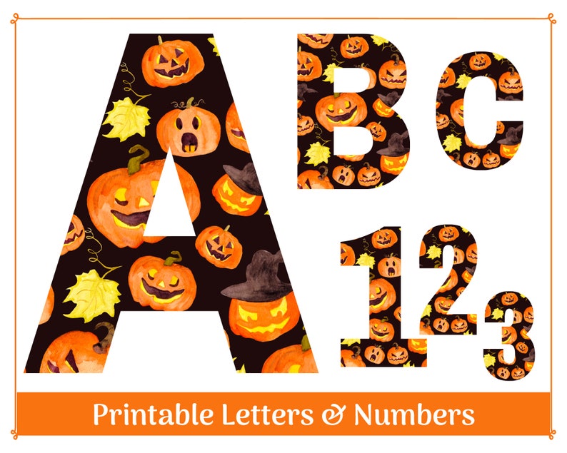 Halloween Alphabet Letters and Numbers Clip Art Printable & Resizable ...