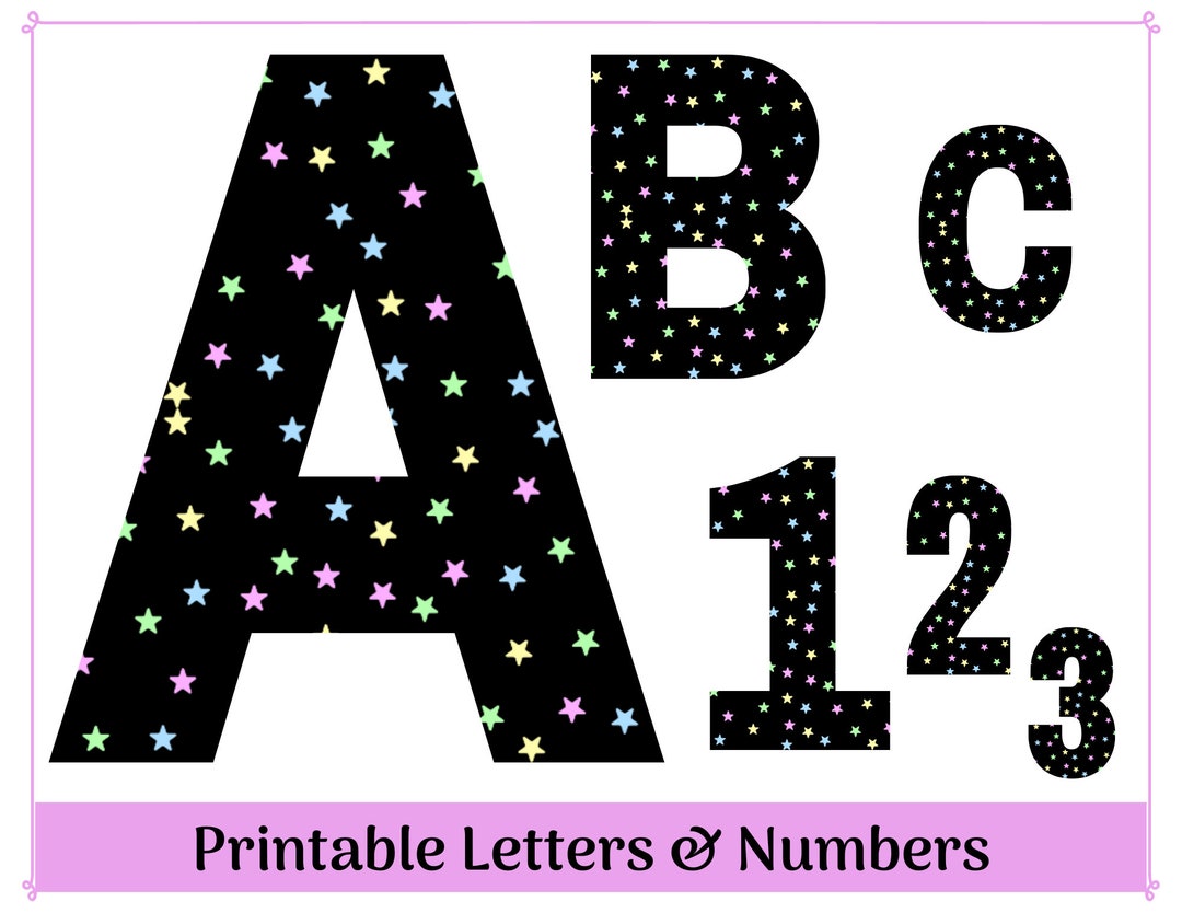 Neon Stars Alphabet Letters & Numbers | Uppercase A-Z and Numbers 0-9 ...