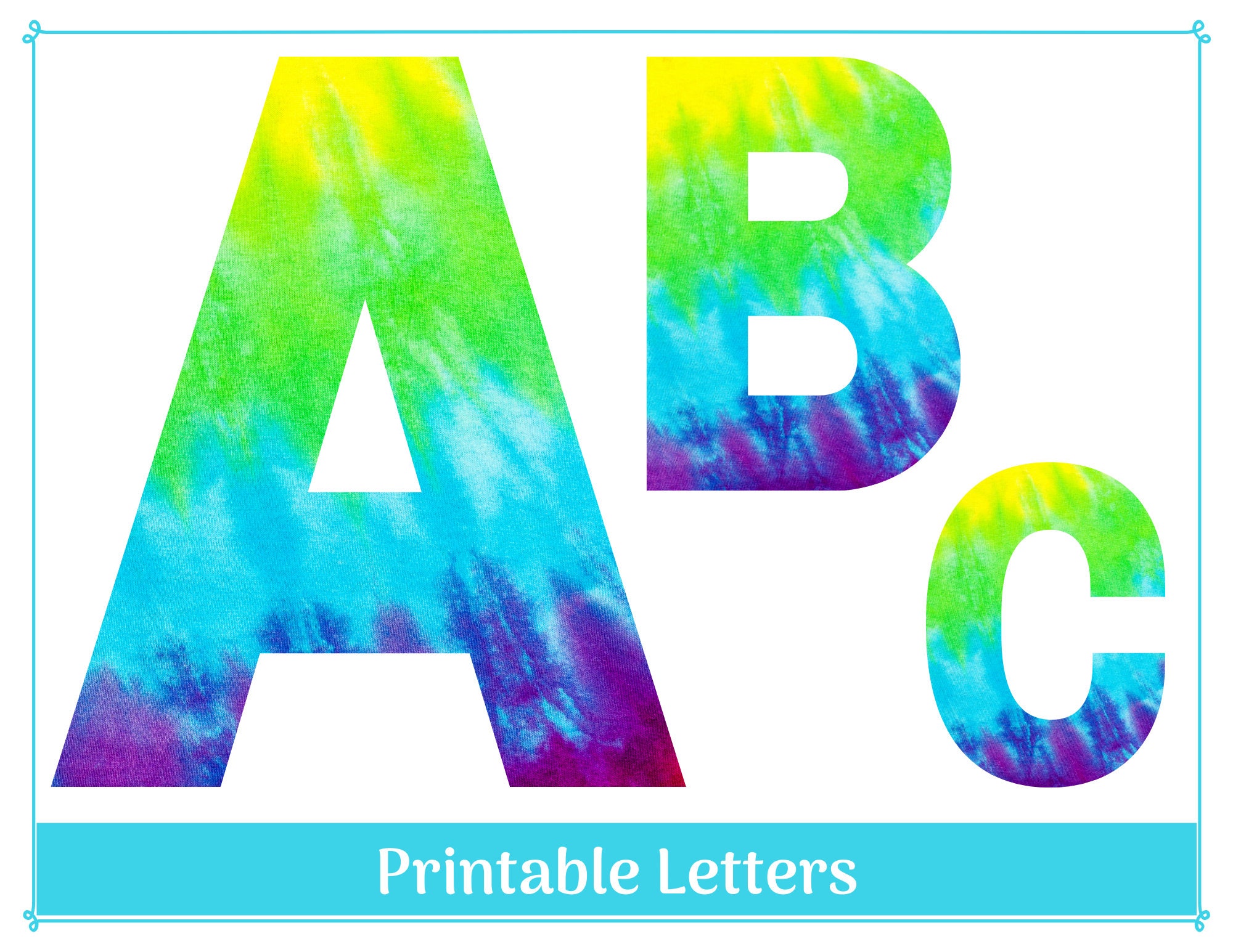 Tie Die Alphabet Clipart