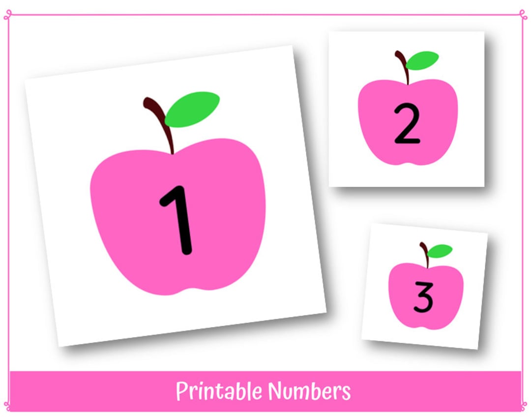 Pink Apple Classroom Numbers 1-31: Printable Calendar Clip Art (digital ...
