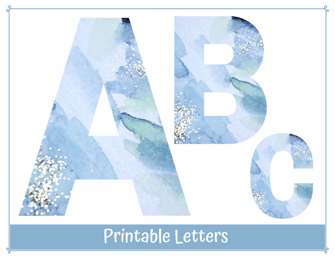 Blue Marble Alphabet Letters A-Z, Numbers 0-9 | Printable Banner ...