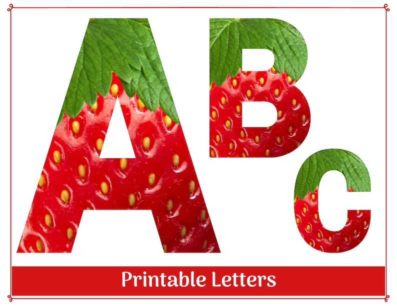 Strawberry Alphabet Clip Art Letters A-Z Printable & - Etsy