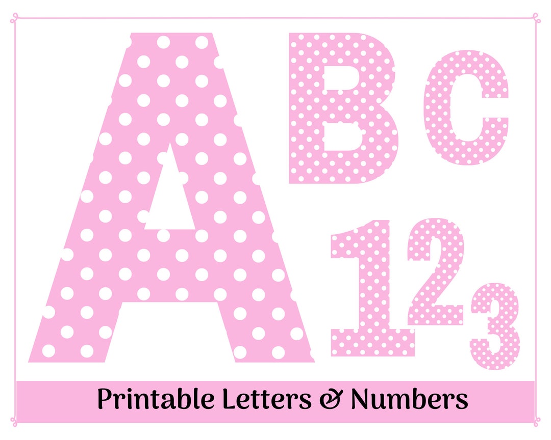 Pink Polka Dot Alphabet Letters A-Z, Numbers 0-9 | Banner, Bulletin ...