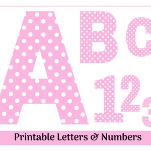 Pink Polka Dot Alphabet Letters A-Z, Numbers 0-9 | Banner, Bulletin Board, Scrapbook ...