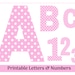 Pink Polka Dot Alphabet Letters A-Z, Numbers 0-9 Banner, Bulletin Board ...