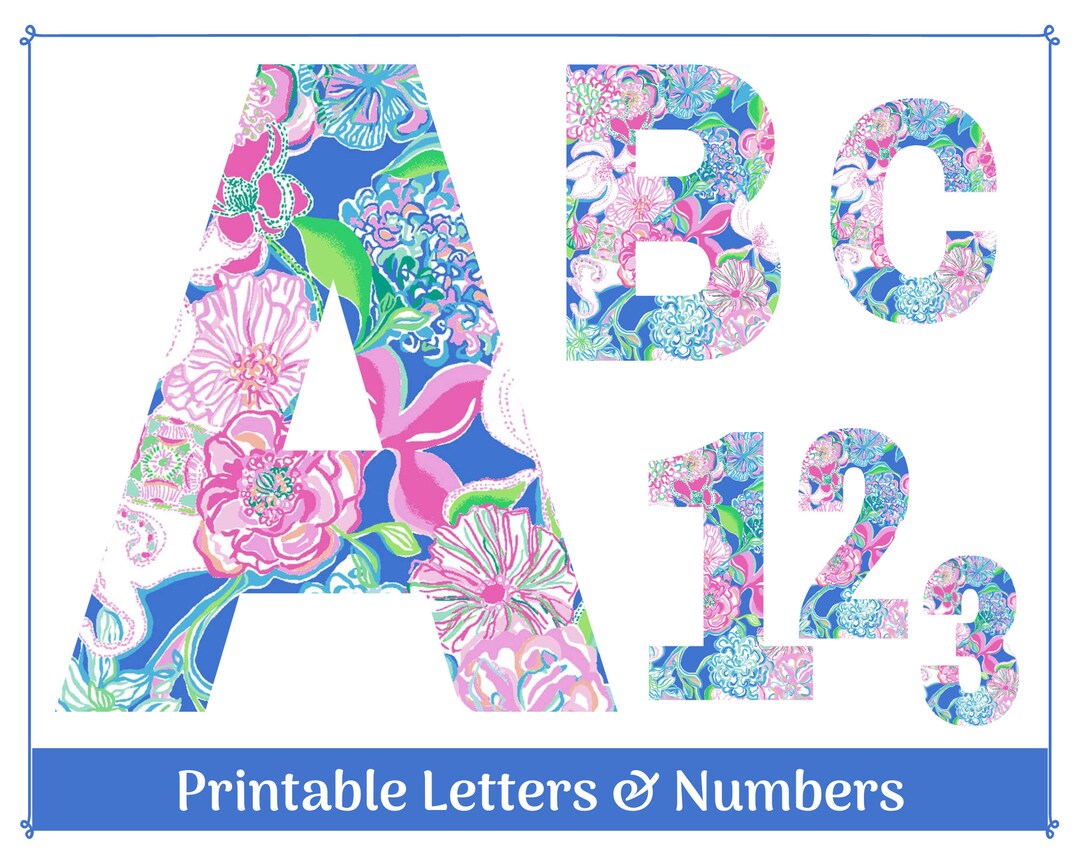 Tropical Floral Preppy Alphabet & Number Clip Art | Uppercase Letters A ...