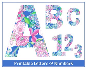 Tropical Floral Preppy Alphabet & Number Clip Art | Uppercase Letters A ...