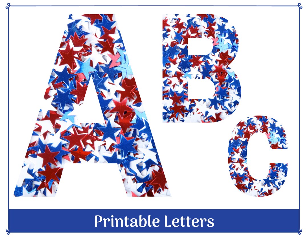 Patriotic Red, White, and Blue Stars Alphabet Letter and Number Clip ...