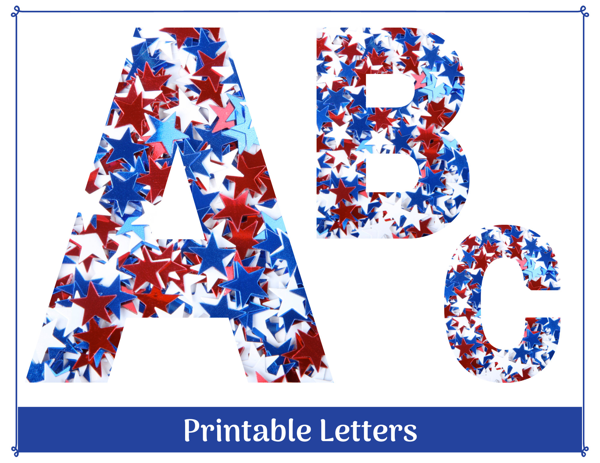 Patriotic Alphabet Letters Printable Stars And Stripes USA Flag