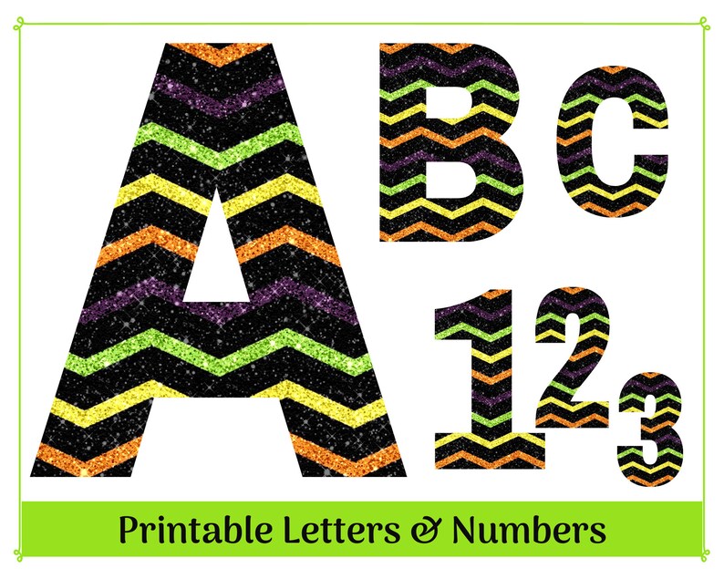 Chevron Alphabet & Numbers Clip Art: Printable Letters A-Z (digital ...